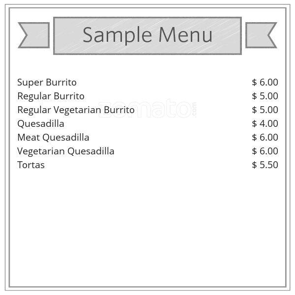 Menu at J.J. Taco Jalisco, Benicia