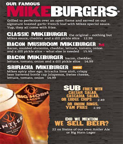 Menu at MR MIKES steakhouse, Dauphin