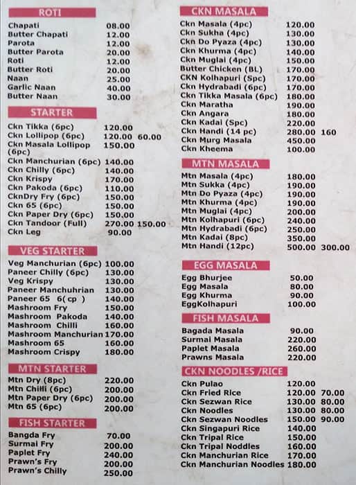 Menu of Roll King, Sinhgad Road, Pune