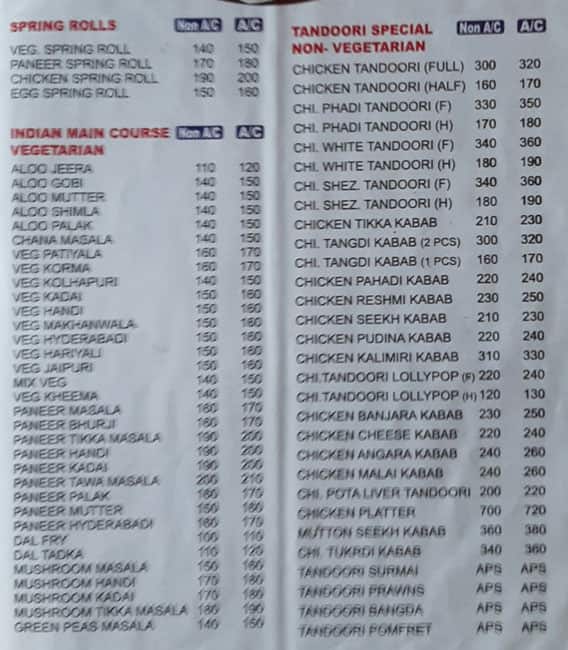 Menu of Sai Sagar Bar And Restaurant, Ghatkopar West, Mumbai