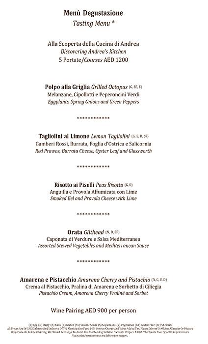 Menu of Al Mahara - Burj Al Arab, Umm Suqeim, Dubai