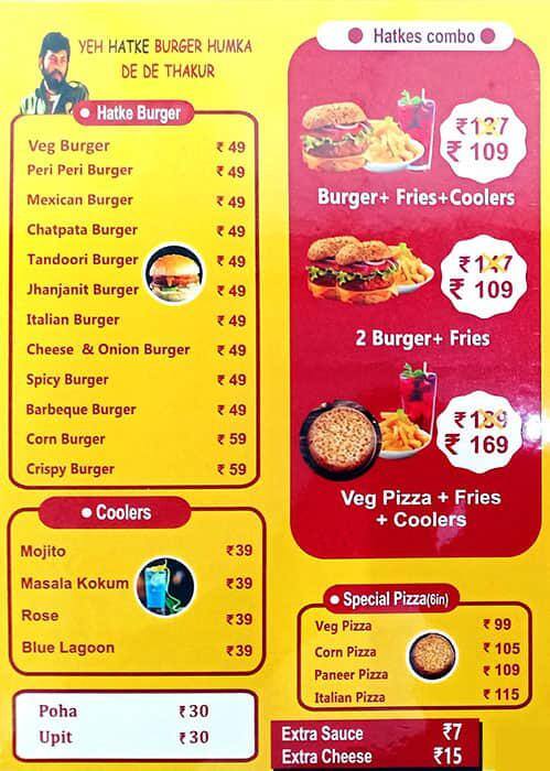 Menu of Hatke Wada, Viman Nagar, Pune