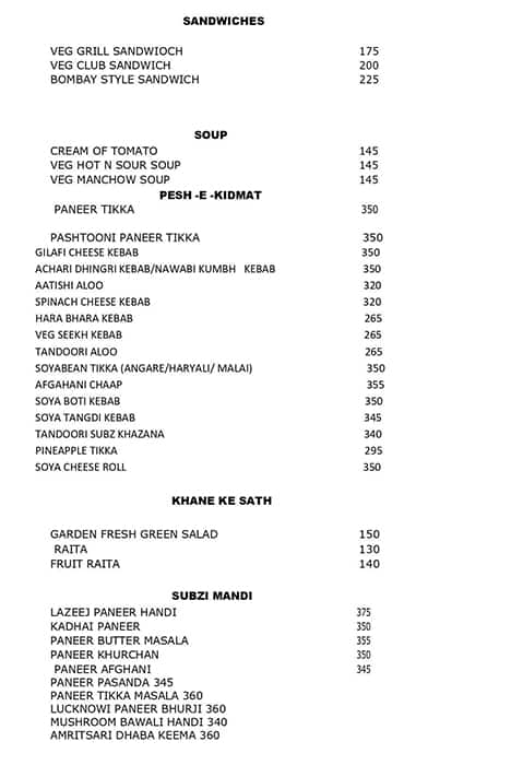 Menu of The Celestial Park Hotel, Hoshangabad Road, Bhopal