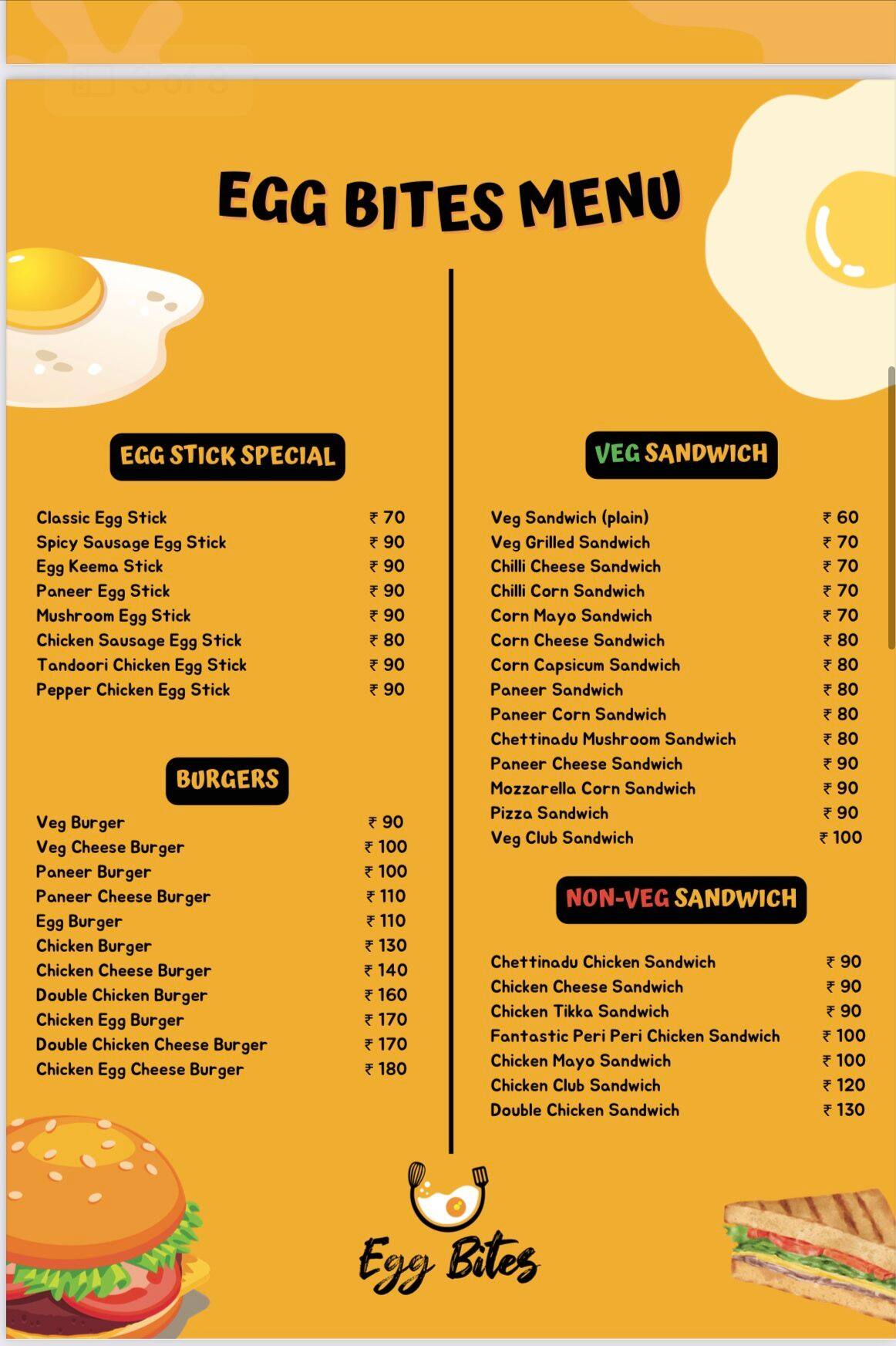 Menu of Egg Bites, Kolathur, Chennai