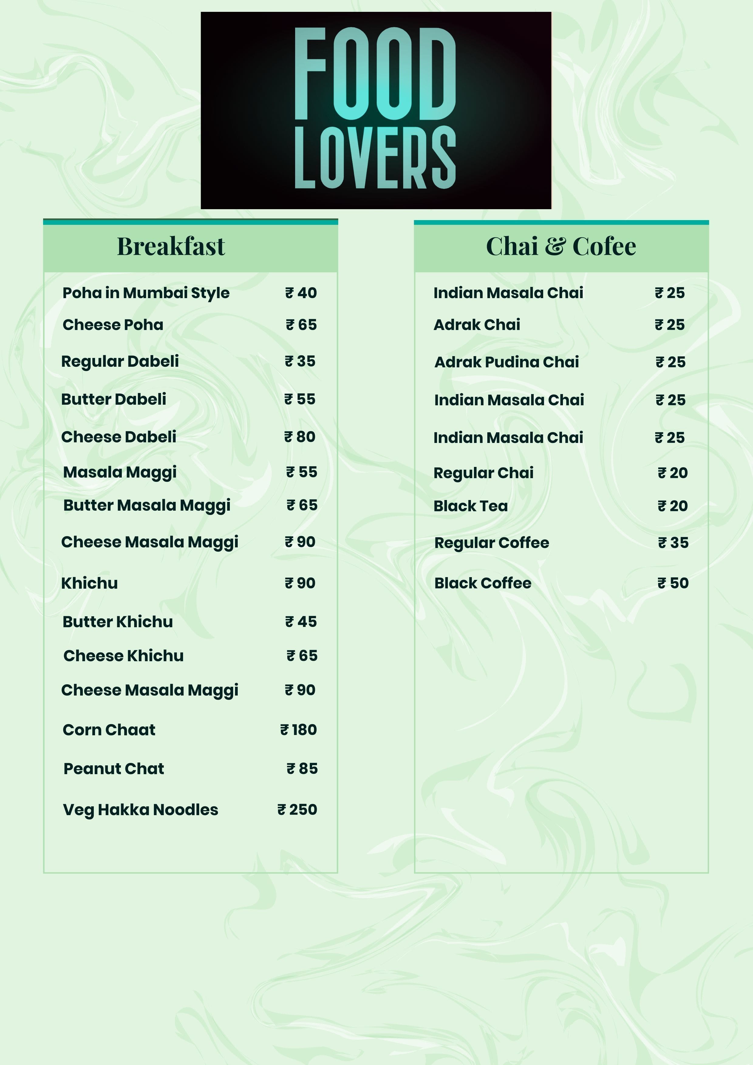 Menu of Food Lovers, Mani Nagar, Ahmedabad
