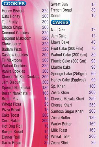 Alfa Bakery Menu, Menu for Alfa Bakery, Versova, Andheri West, Mumbai ...