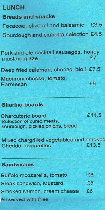 Menu at Fentiman Arms pub & bar, London