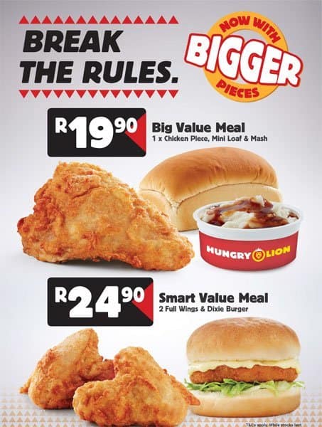 Menu at Hungry Lion Van Der Walt Street restaurant, Pretoria, 300 Church St