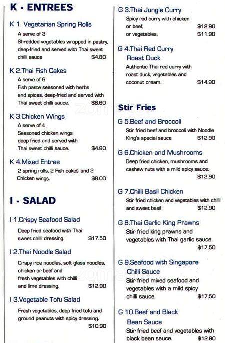 Menu at Noodle King fast food, Bondi Beach