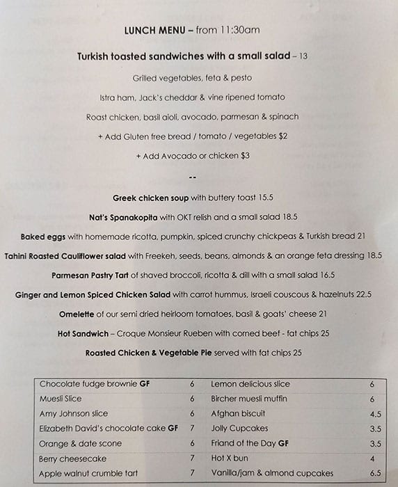 Menu at Our Kitchen Table Cafe, Malvern East