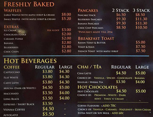 Menu at Freo Icecream & Waffles cafe, Fremantle