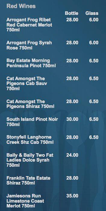Menu at Peninsula Tavern pub & bar, Maylands