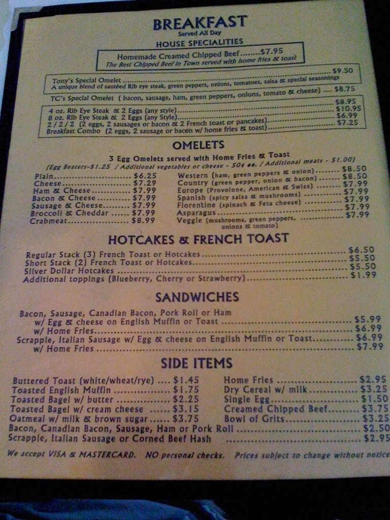 Carta de TC Diner, Ocean City, Ocean Gtwy