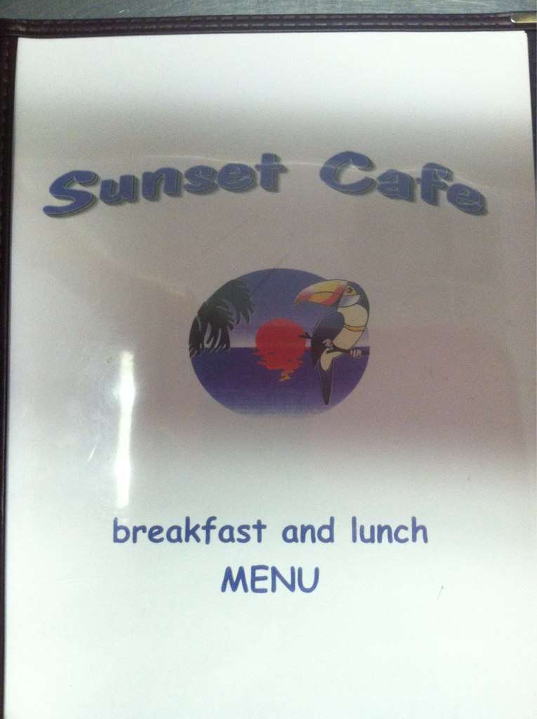Menu at Sunset Cafe, Vero Beach