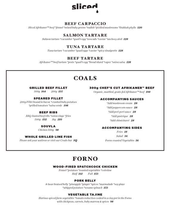 Menu at Life Grand Cafe, Cape Town, 2 Pierhead Road