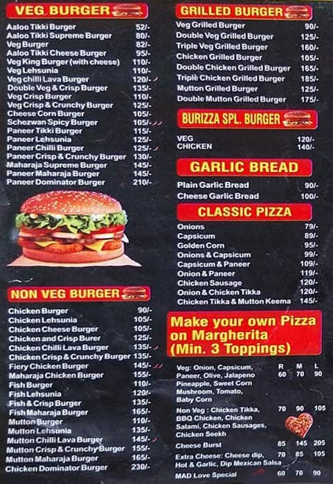 Menu of Burger Point, Rajajipuram, Lucknow