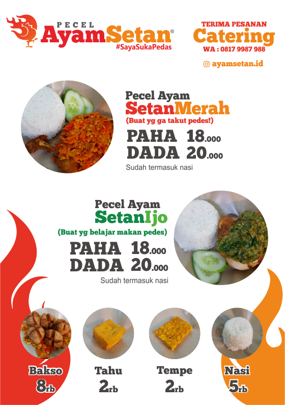 Menu at Pecel Ayam Setan restaurant, West Jakarta