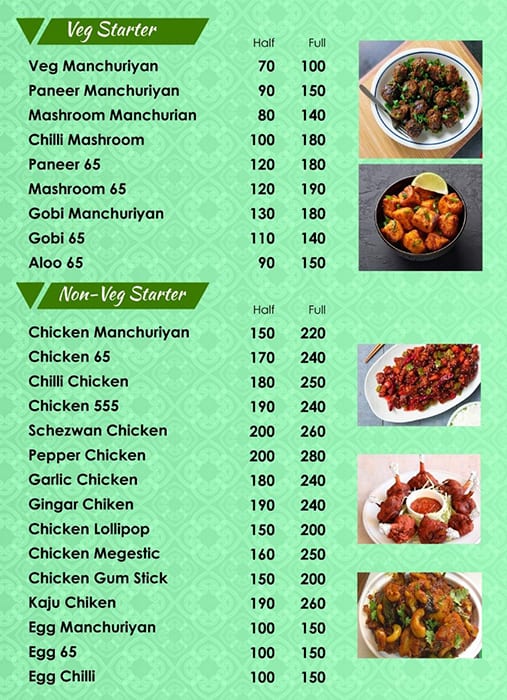Menu at The RS DHABA restuarant, Hyderabad