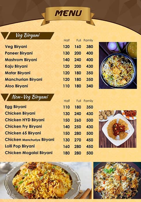 Menu at The RS DHABA restuarant, Hyderabad