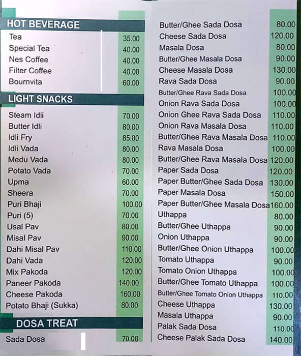 Menu of Rasam, Palghar, Mumbai