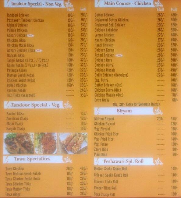 Peshawari's Deluxe Menu, Menu for Peshawari's Deluxe, Shalimar Bagh ...