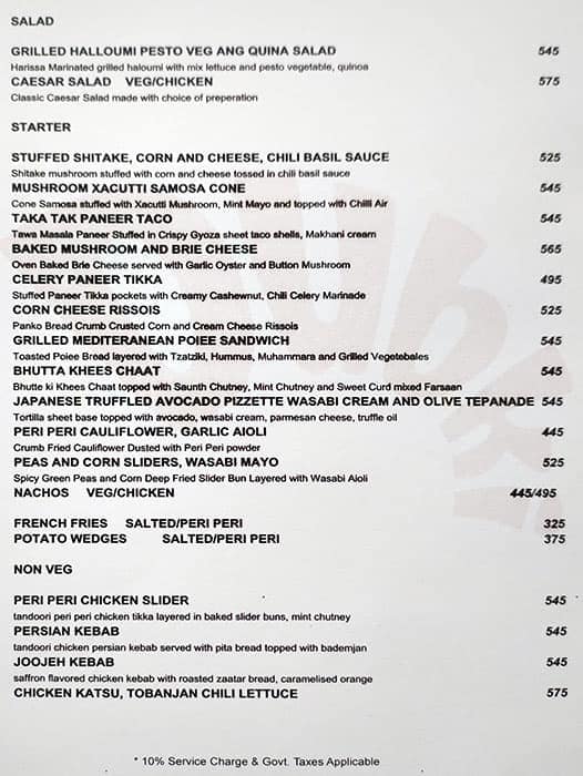 Menu of Dubki - Dawn & Dusk Bar, Vagator, Goa