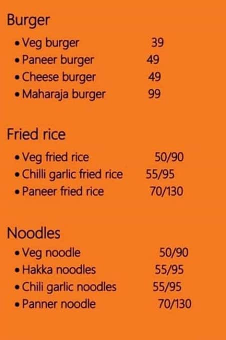 Menu of Cafe 99, Vishnu Puri, Kanpur
