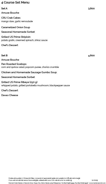 Menu at Marriott Cafe Manila, Pasay