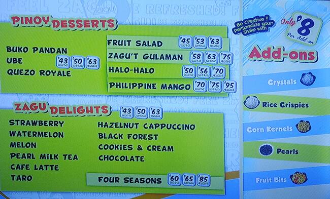 Menu at Zagu pub & bar, Parañaque, Walter Mart