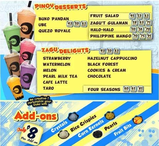 Menu at Zagu pub & bar, Mandaluyong, Starmall