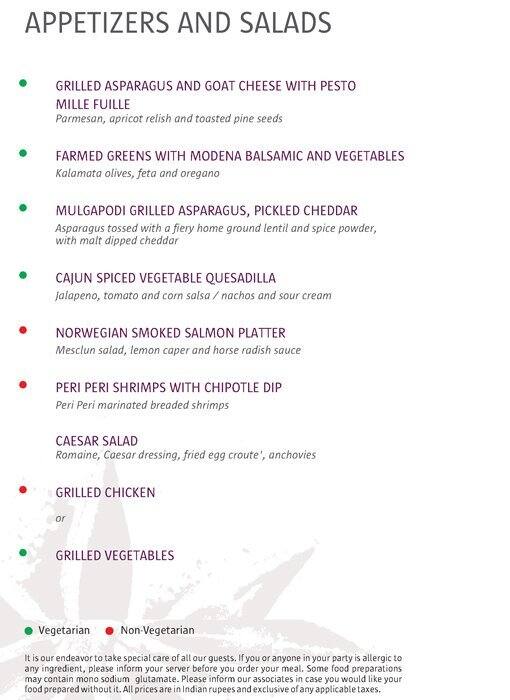 Anise - Taj Coromandel Menu, Menu for Anise - Taj Coromandel ...