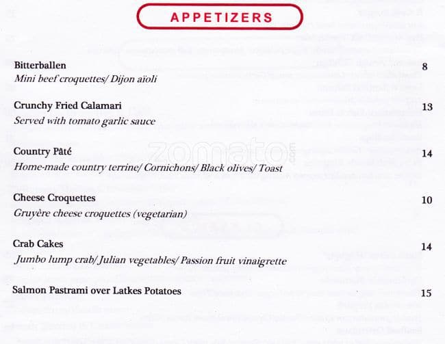 Menu at B.Cafe, West New York, 566 Amsterdam Ave