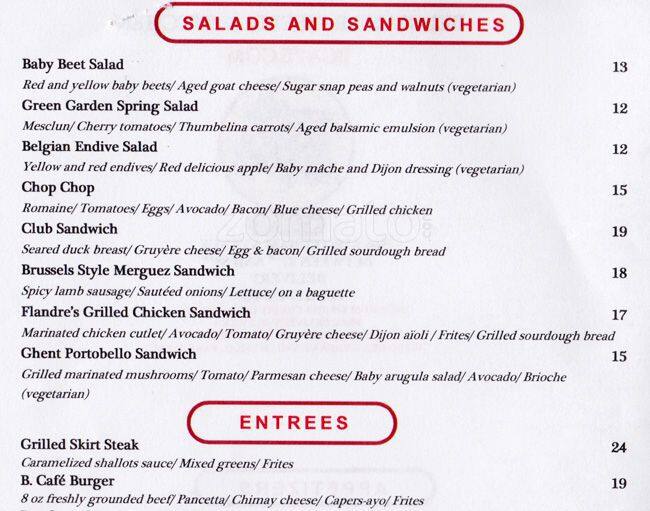 Menu at B.Cafe, West New York, 566 Amsterdam Ave
