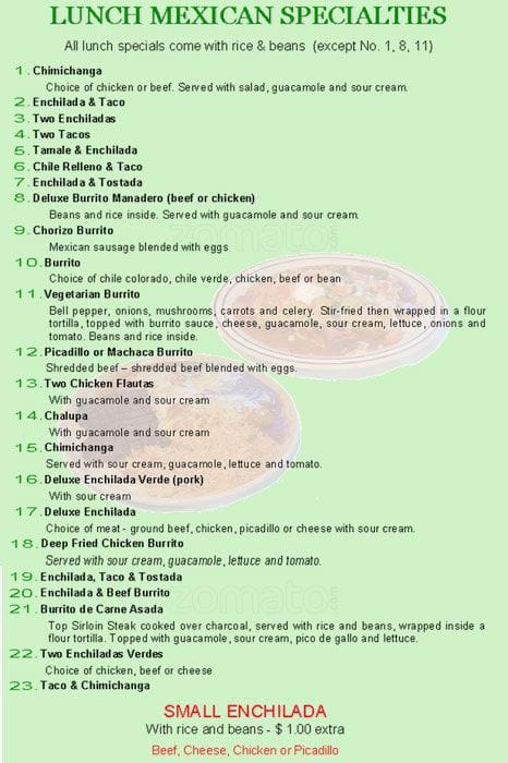 Menu at Playa Mazatlan Restaurant, Portland, NW Cornell Rd