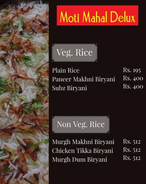 Menu at Moti Mahal Delux, Gurugram, Shop 5