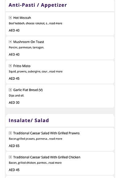 Menu of Cucina Restaurant - Bin Majid Beach Resort, Al Marjan Island ...