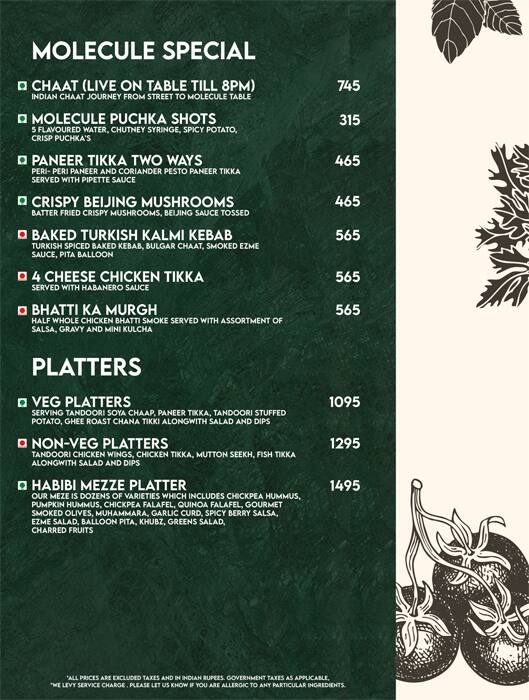 Menu of Molecule Air Bar, Tajganj, Agra