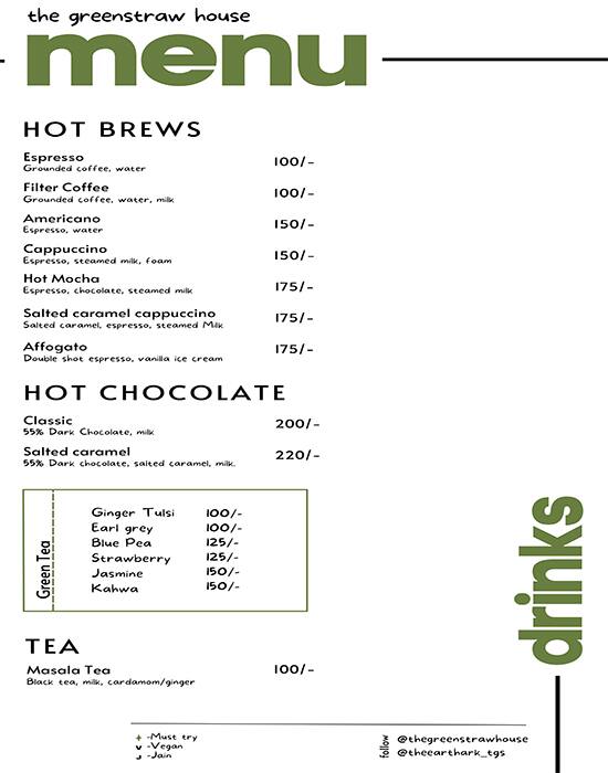 Menu of The Greenstraw House, Ashram Road, Ahmedabad