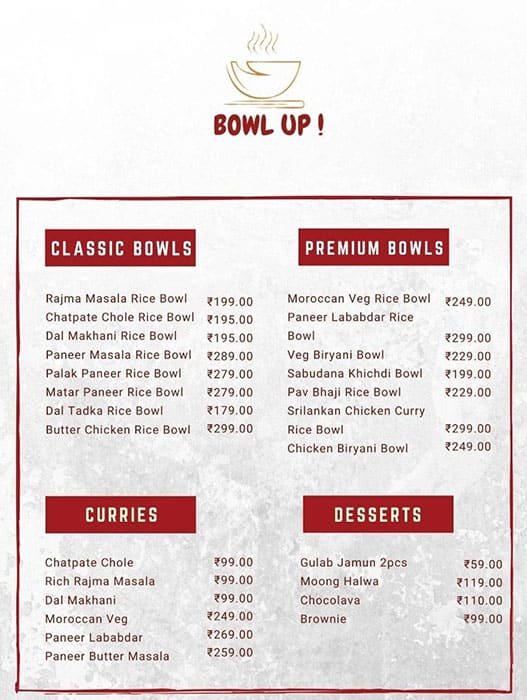 Menu of Bowl Up!, Hinjawadi, Pune