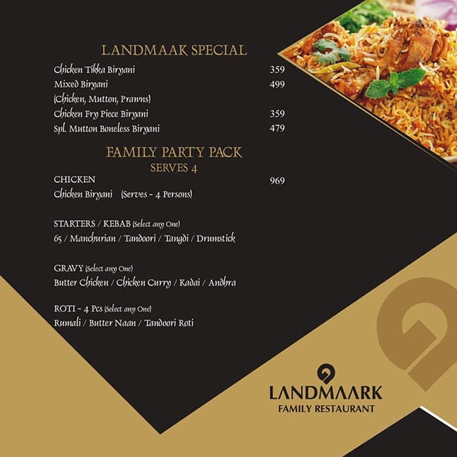 Menu at Landmark Family Restaurant, Hyderabad