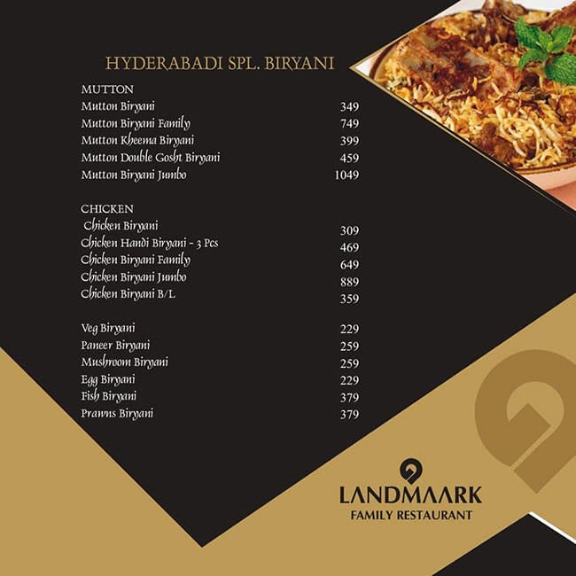 Menu at Landmark Family Restaurant, Hyderabad
