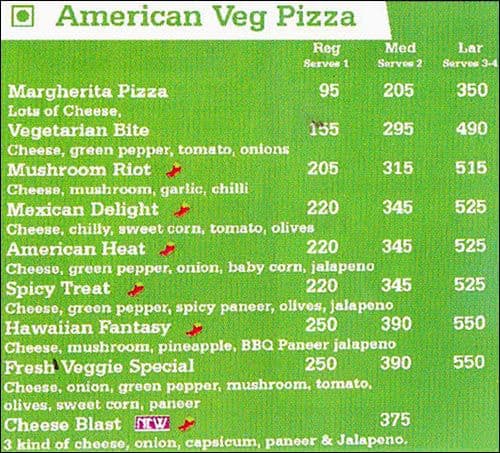 Menu at US Pizza, Bengaluru, HSR Layout