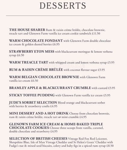 Menu at The Freemasons Arms pub & bar, London, 32 Downshire Hill