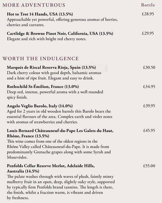 Menu at The Freemasons Arms pub & bar, London, 32 Downshire Hill