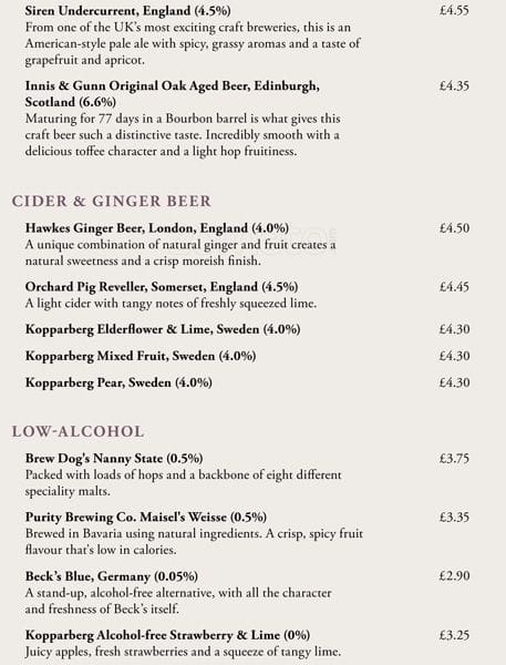 Menu at The Freemasons Arms pub & bar, London, 32 Downshire Hill