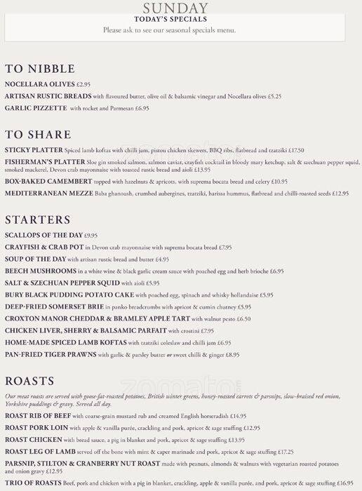 Menu at The Freemasons Arms pub & bar, London, 32 Downshire Hill