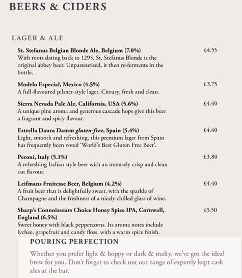 Menu at The Freemasons Arms pub & bar, London, 32 Downshire Hill