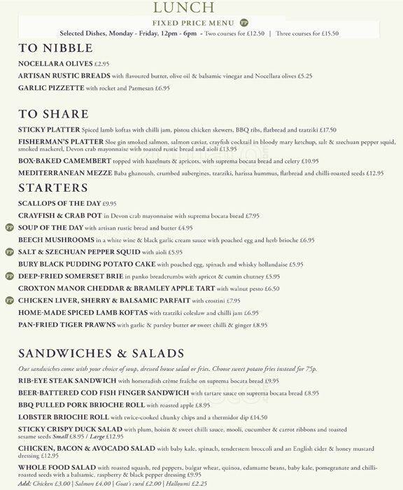 Menu at The Freemasons Arms pub & bar, London, 32 Downshire Hill