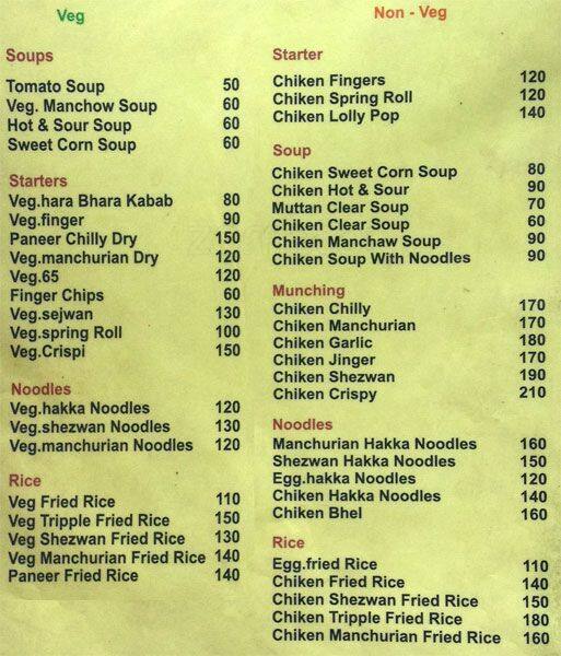 Menu at Garva, Lonavala