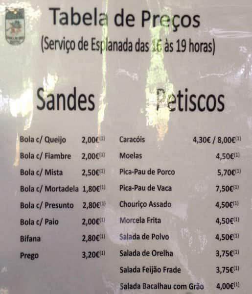 Menu at O Conchas restaurant, Lisbon, Parque Quinta das Conchas e dos ...